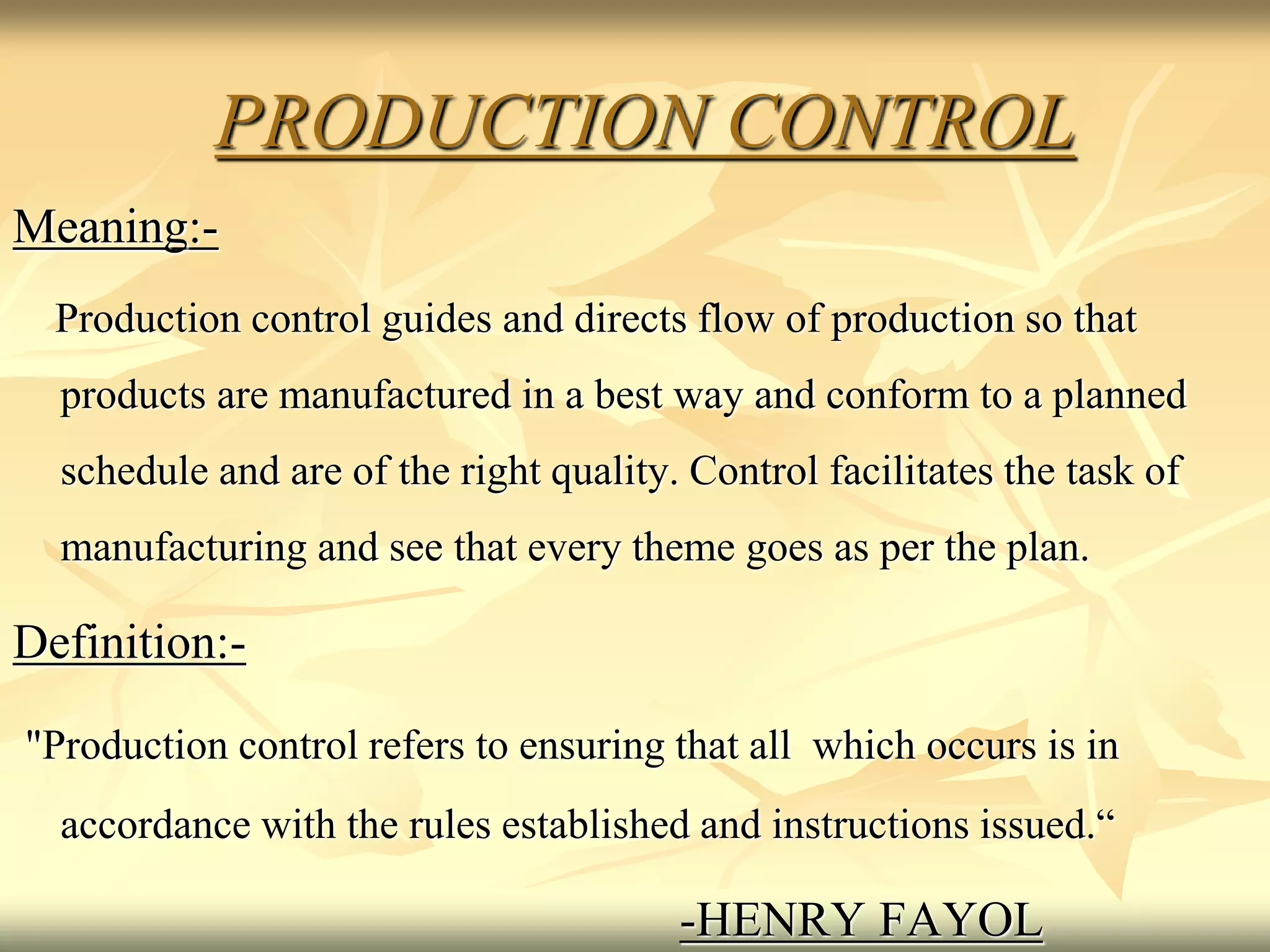 Introduction to production planning and control | PPT
