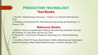 INTRODUCTION TO PRODUCTION TECHNOLOGY CLASS: BY POLAYYA CHINTADA | PPT ...