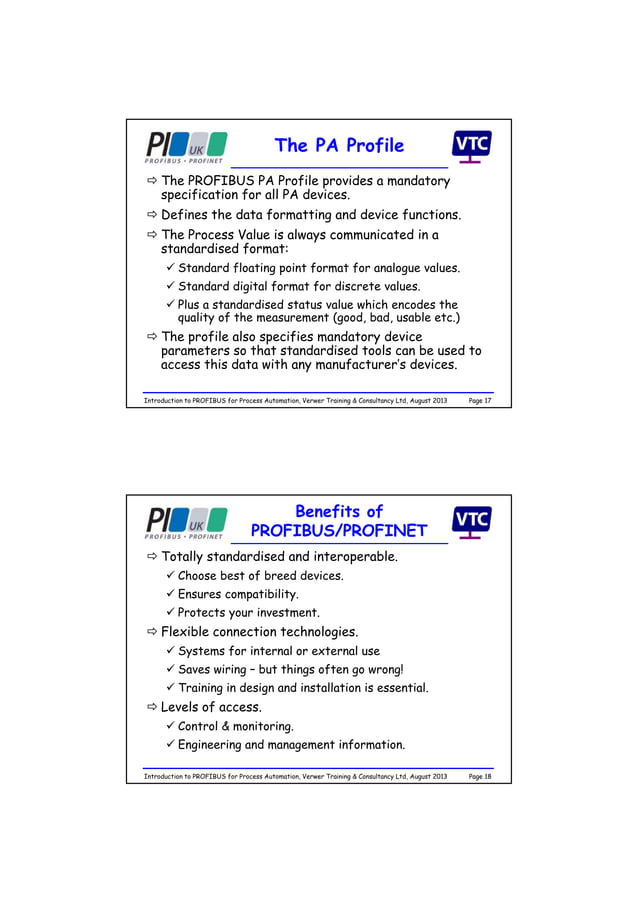 Introduction to profibus for process automation andy verwer | PDF