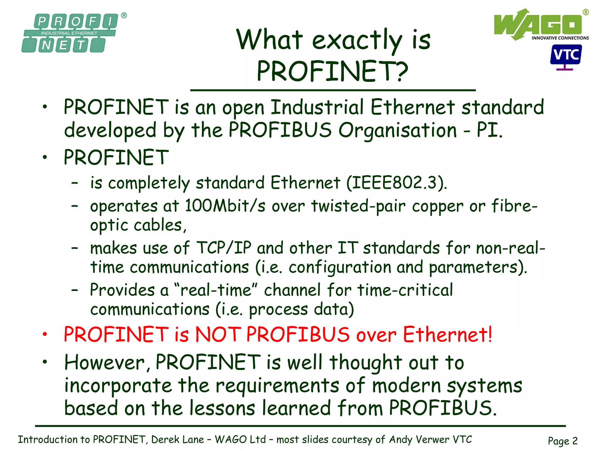 Introduction to PROFINET - Derek Lane of Wago | PDF