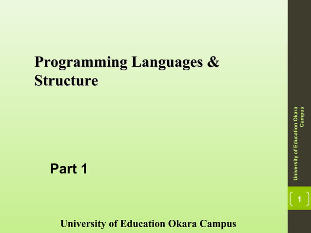 Introduction to programming languages part 1 | PPT