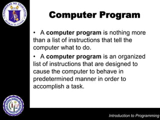 Introduction to programming | PPT | Free Download