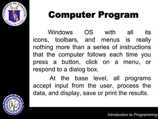 Introduction to programming | PPT | Free Download