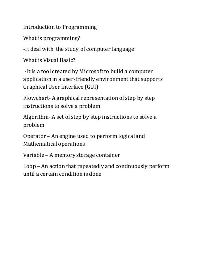 Introduction to programming