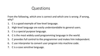 Introduction to programming c | PPT