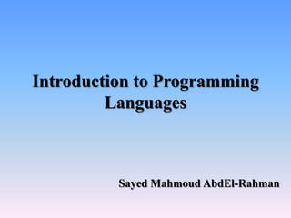 Introduction to programming languages | PPT