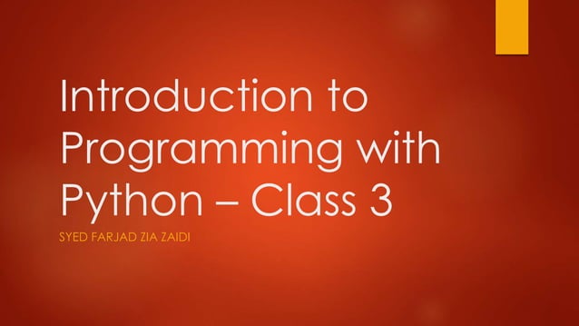 Introduction To Programming with Python-3 | PPT