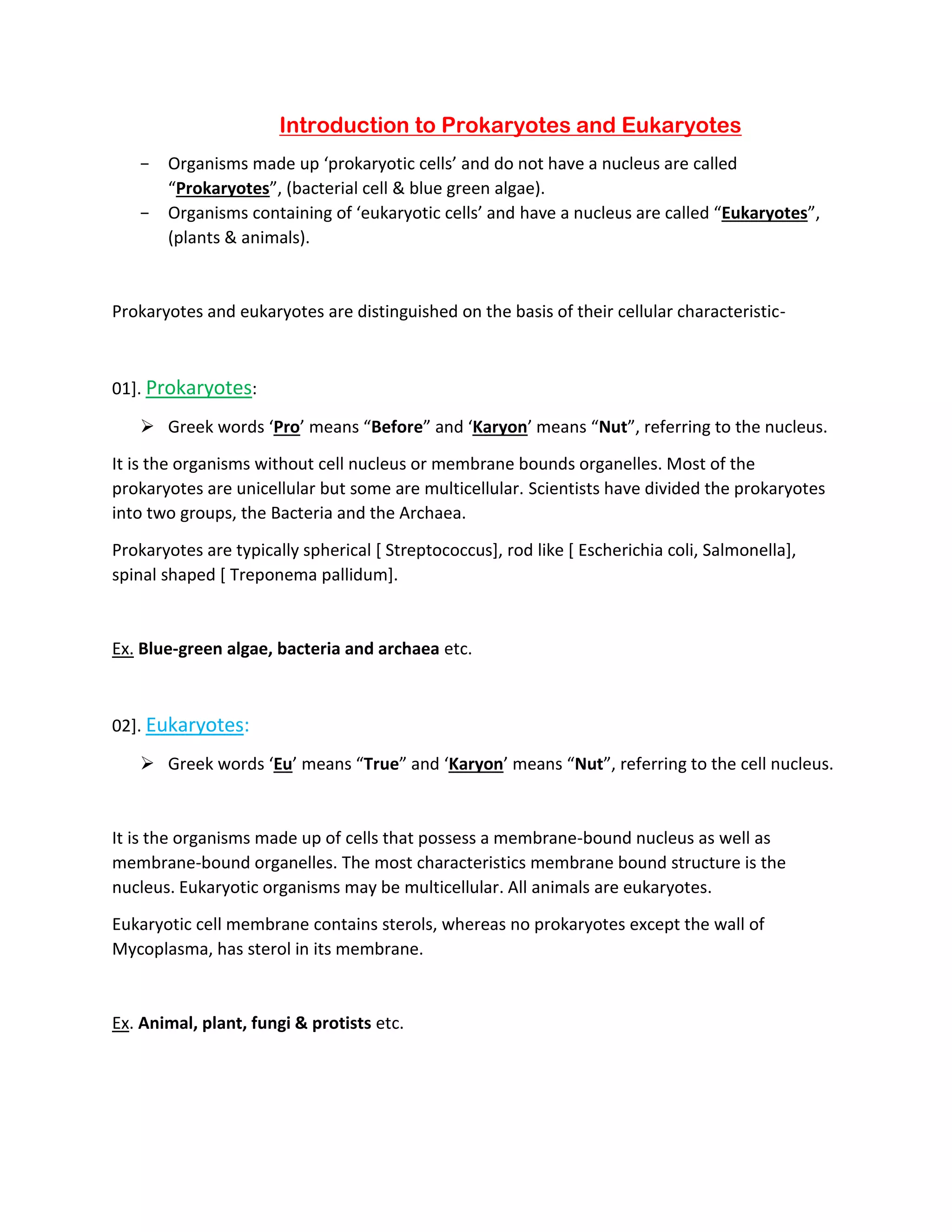 Introduction to prokaryotes and eukaryotes | PDF