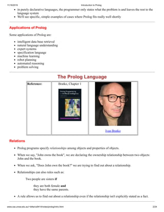 Introduction to prolog | PDF