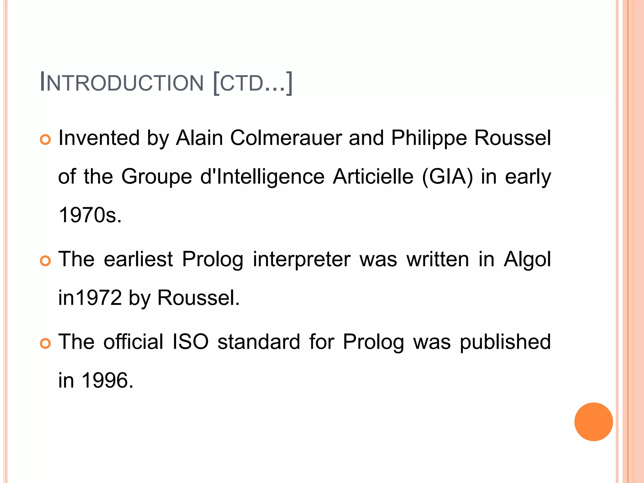 Introduction to Prolog | PPTX