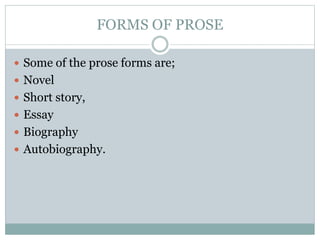Introduction to Prose.pptx | Biographies | Genres