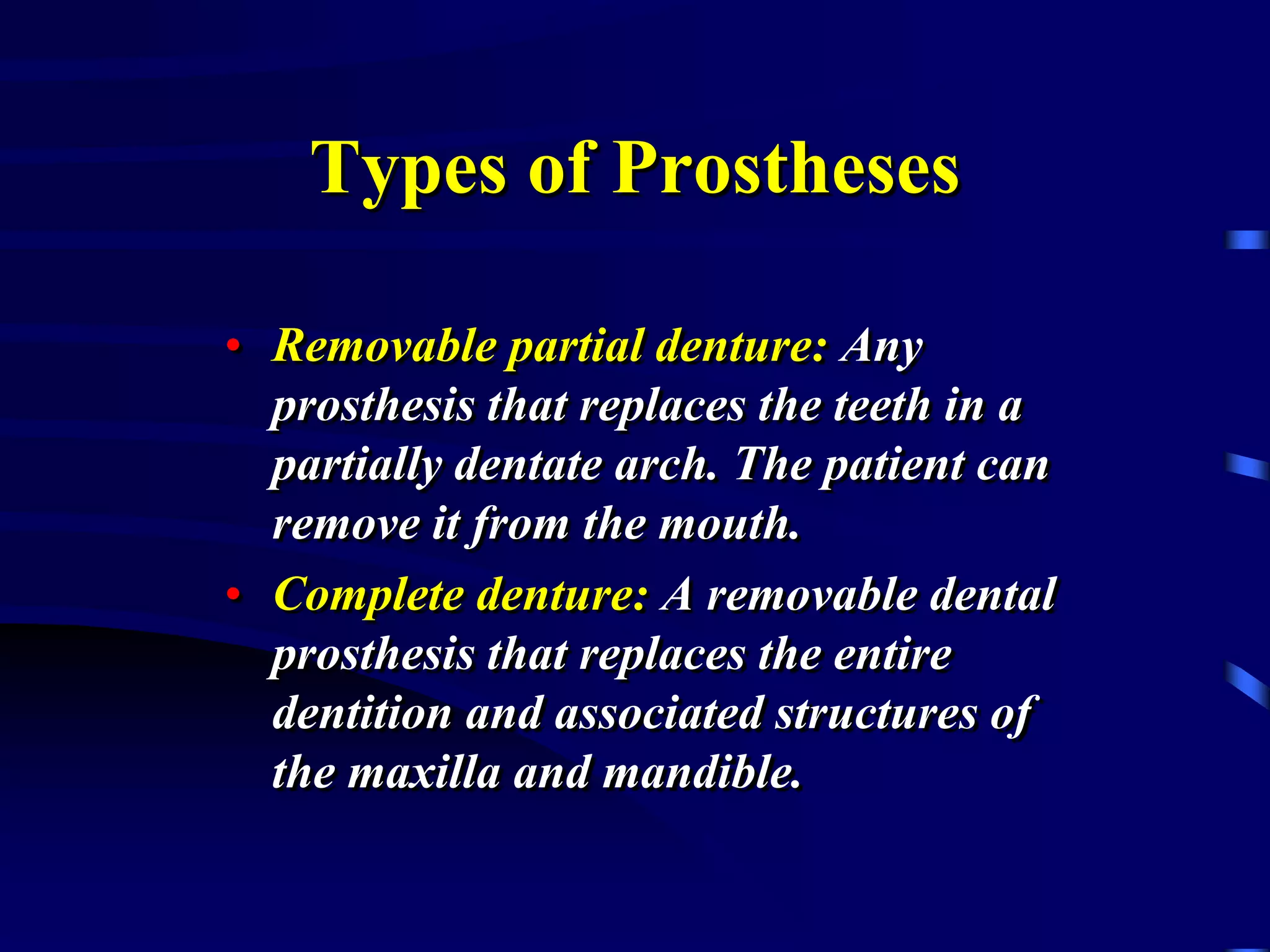 introduction to Prosthodontics.pptx | Oral care | Personal Care