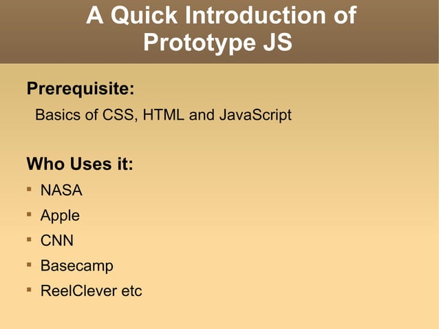 Introduction to Prototype JS Framework | PPT