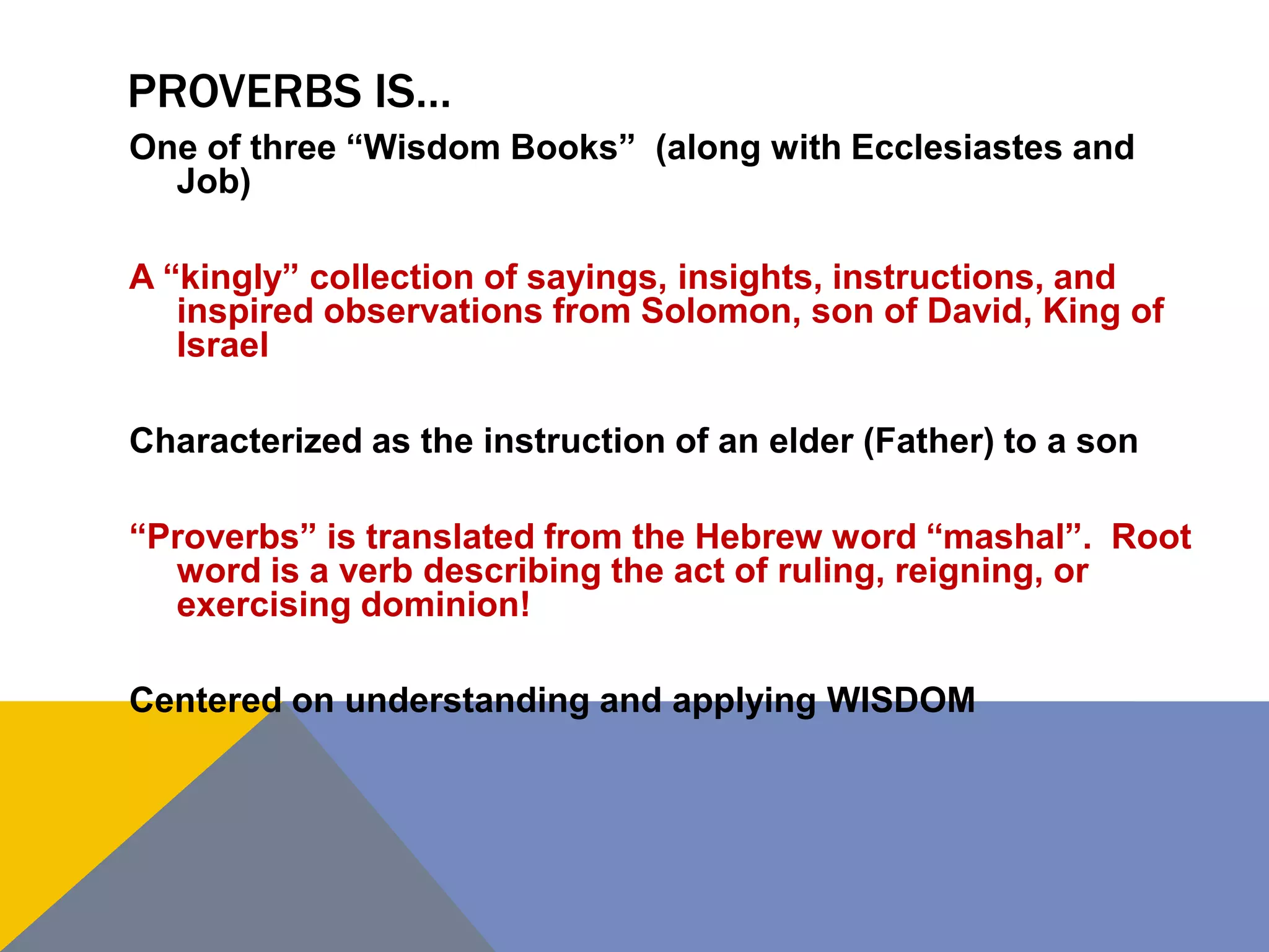 Introduction to proverbs, part one | PPT