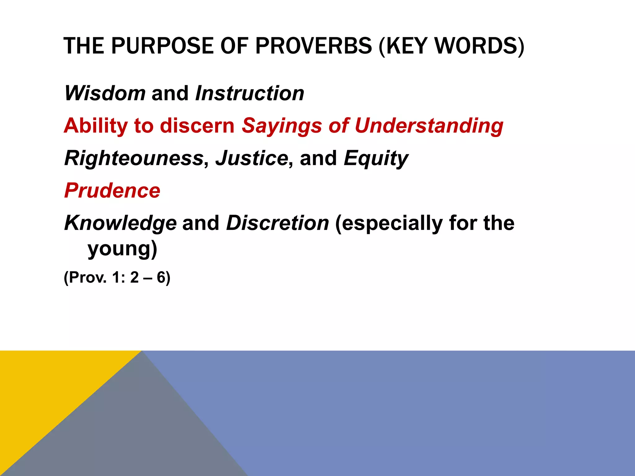 Introduction to proverbs, part one | PPT