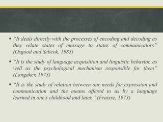 Introduction to psycholinguistics | PPTX