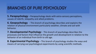 INTRODUCTION TO PSYCHOLOGY and its branches | PDF