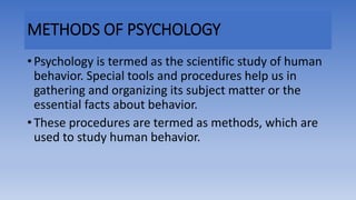 INTRODUCTION TO PSYCHOLOGY and its branches | PDF