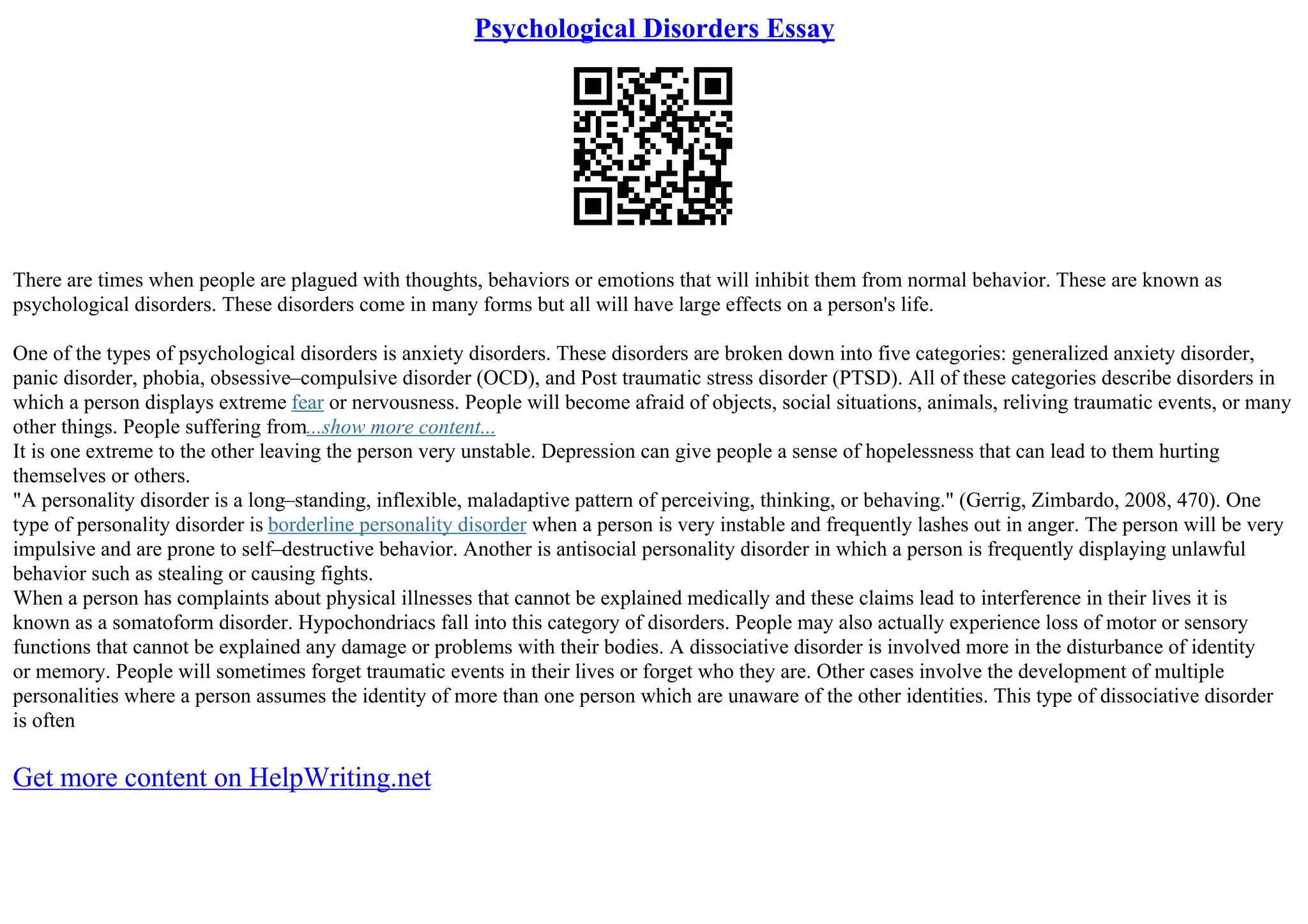 Introduction To Psychology Worksheet Essay | PPT