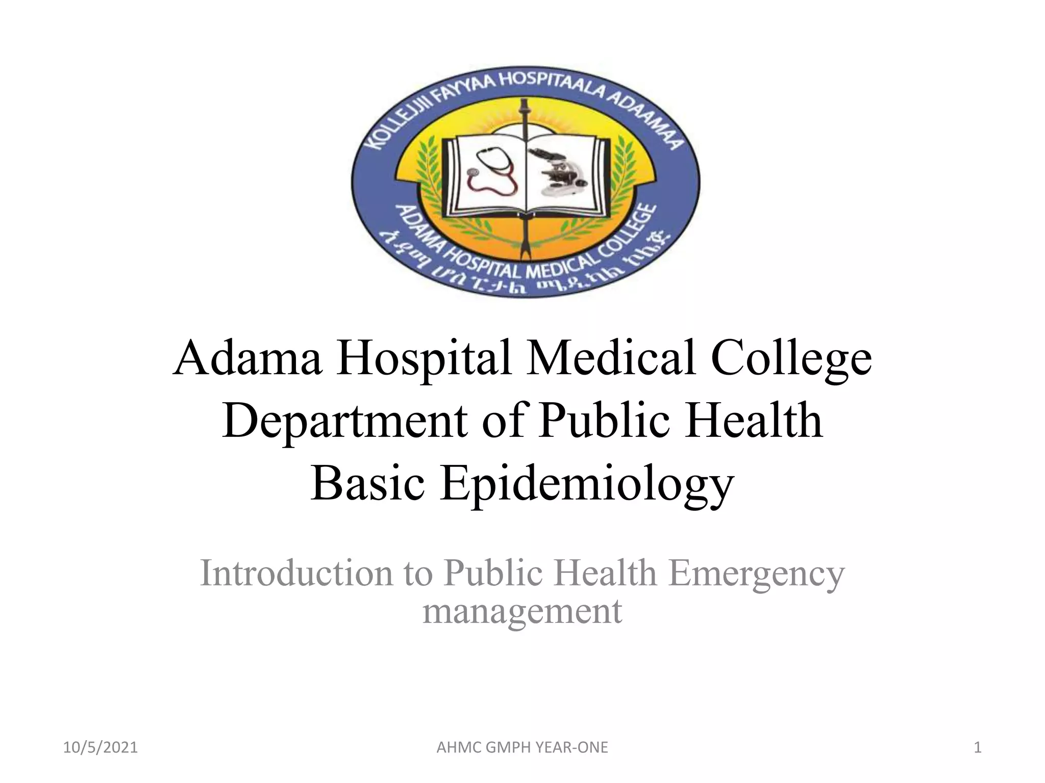 Introduction to public health emergency management | PPTX
