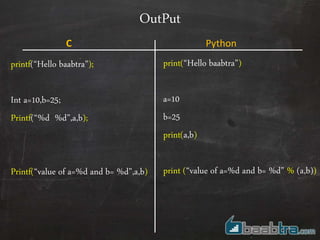 Introduction to python | PPTX | Programming Languages | Computing