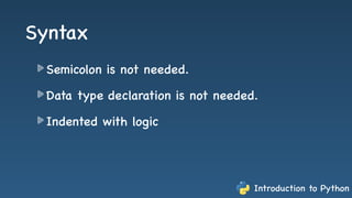 Introduction to python | PDF