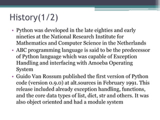 Introduction to python | PPTX | Programming Languages | Computing