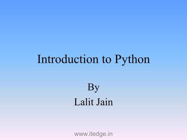 Introduction To Python For Dummies Ppt