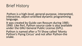 Introduction to python for beginners | PPT