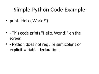 simple outline for a 4-slide PowerPoint presentation on Python | PPTX