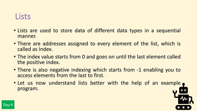 Introduction to python day 4 part 2 | PPT