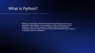 Introduction to Python CH-1.pptx for all class 6-8 | PPTX