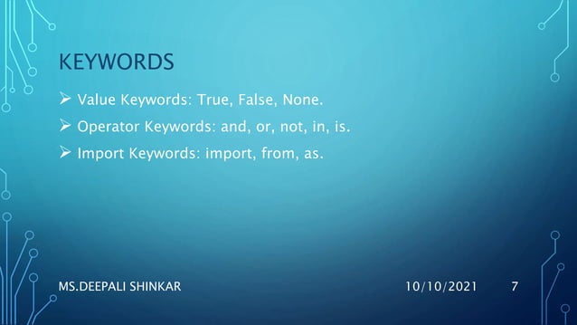 Basic concepts of python | PPT