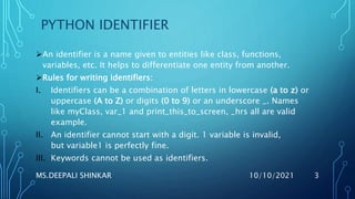 Basic concepts of python | PPT