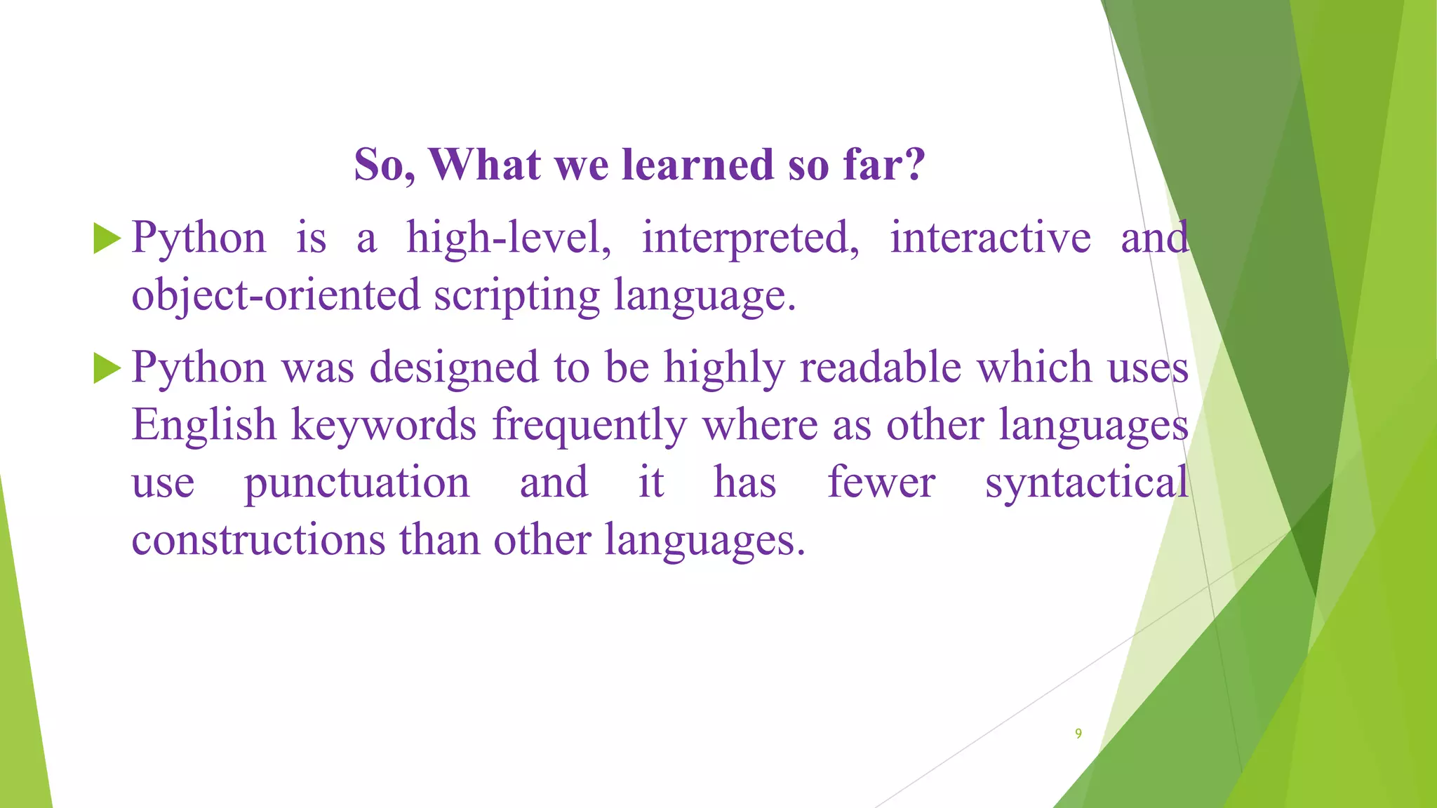 Introduction To Python Programming Ppt