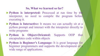 Introduction to python programming | PPT