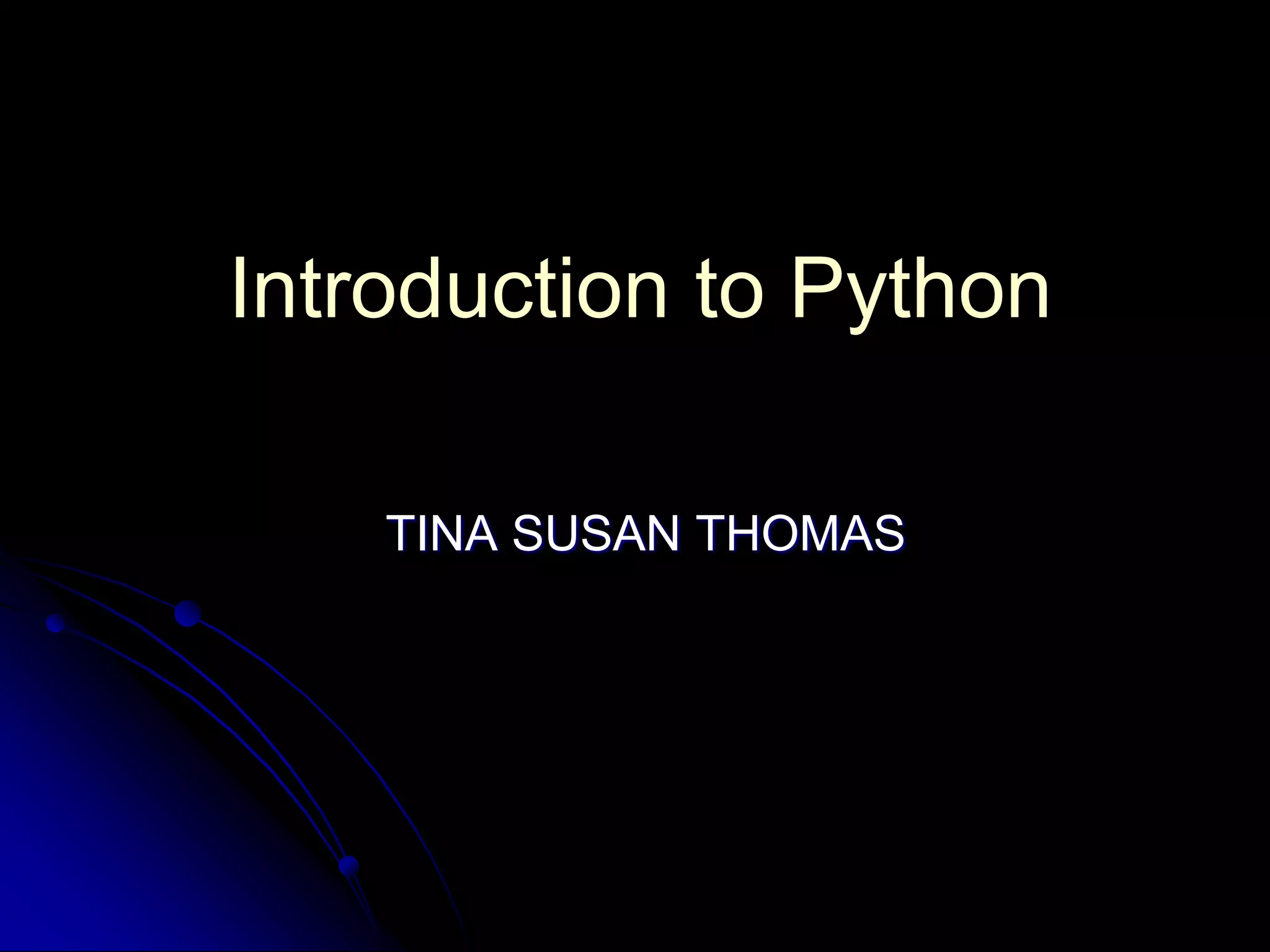 Introduction To Python Programmingppt