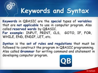 Introduction to QBASIC programming and basics | PPT