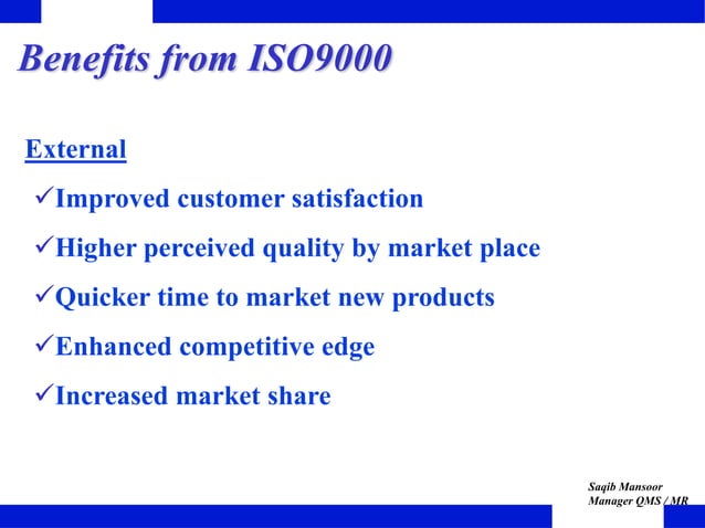 INTRODUCTION TO QUALITY MANAGEMENT SYSTEM (QMS) ISO9000 | PPT