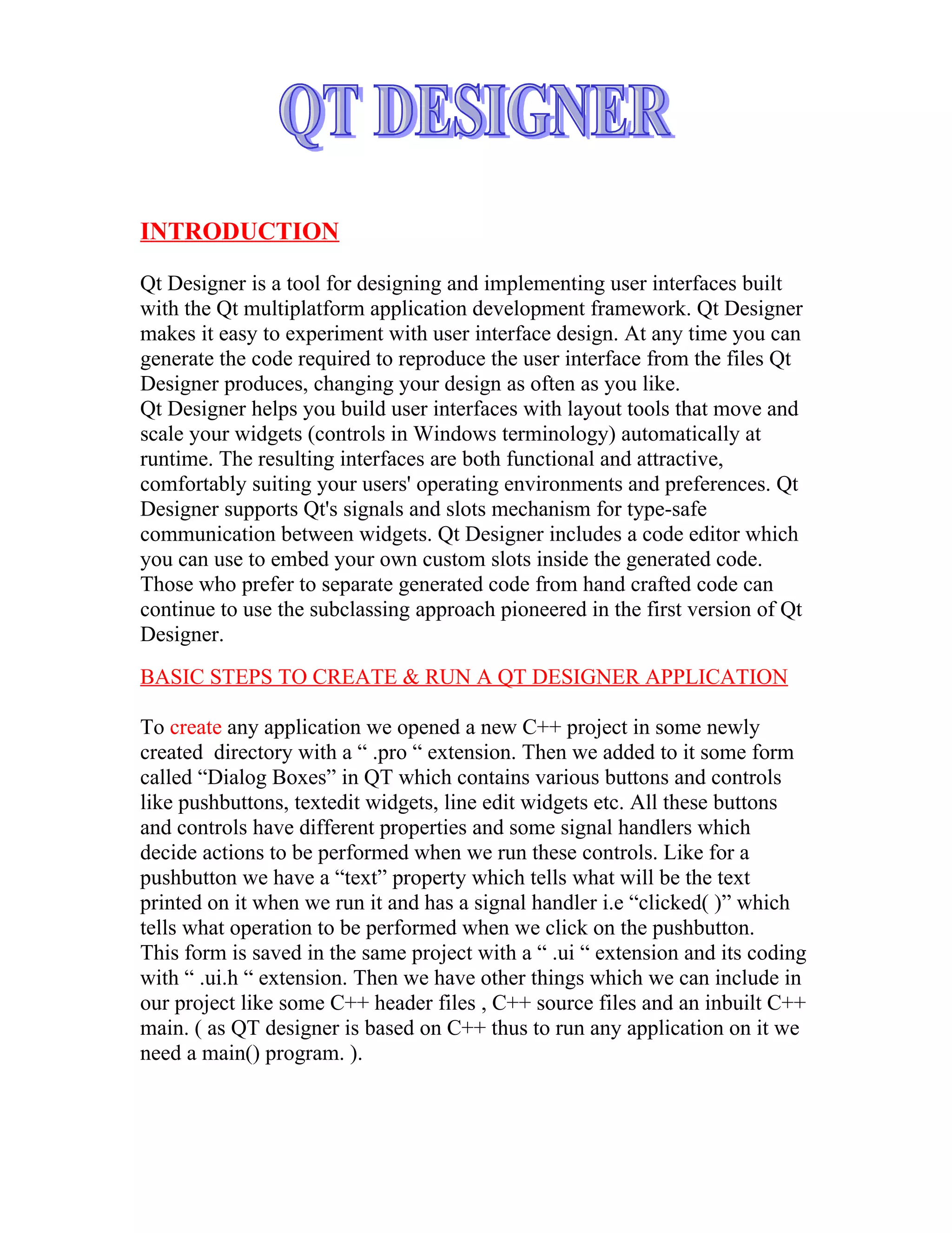 Introduction to Qt Designer | DOC