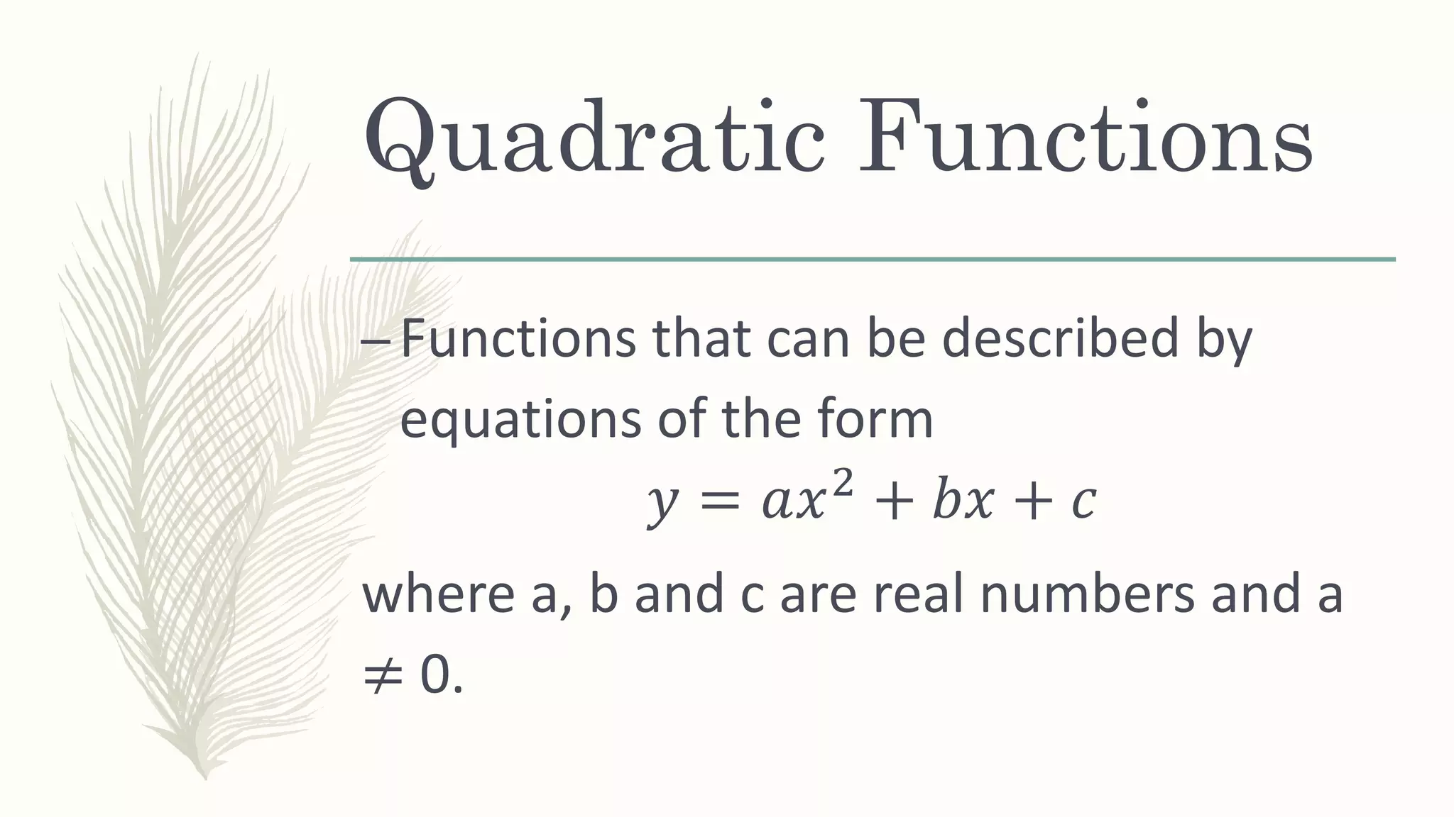 Introduction To Quadratic Functions Pptx
