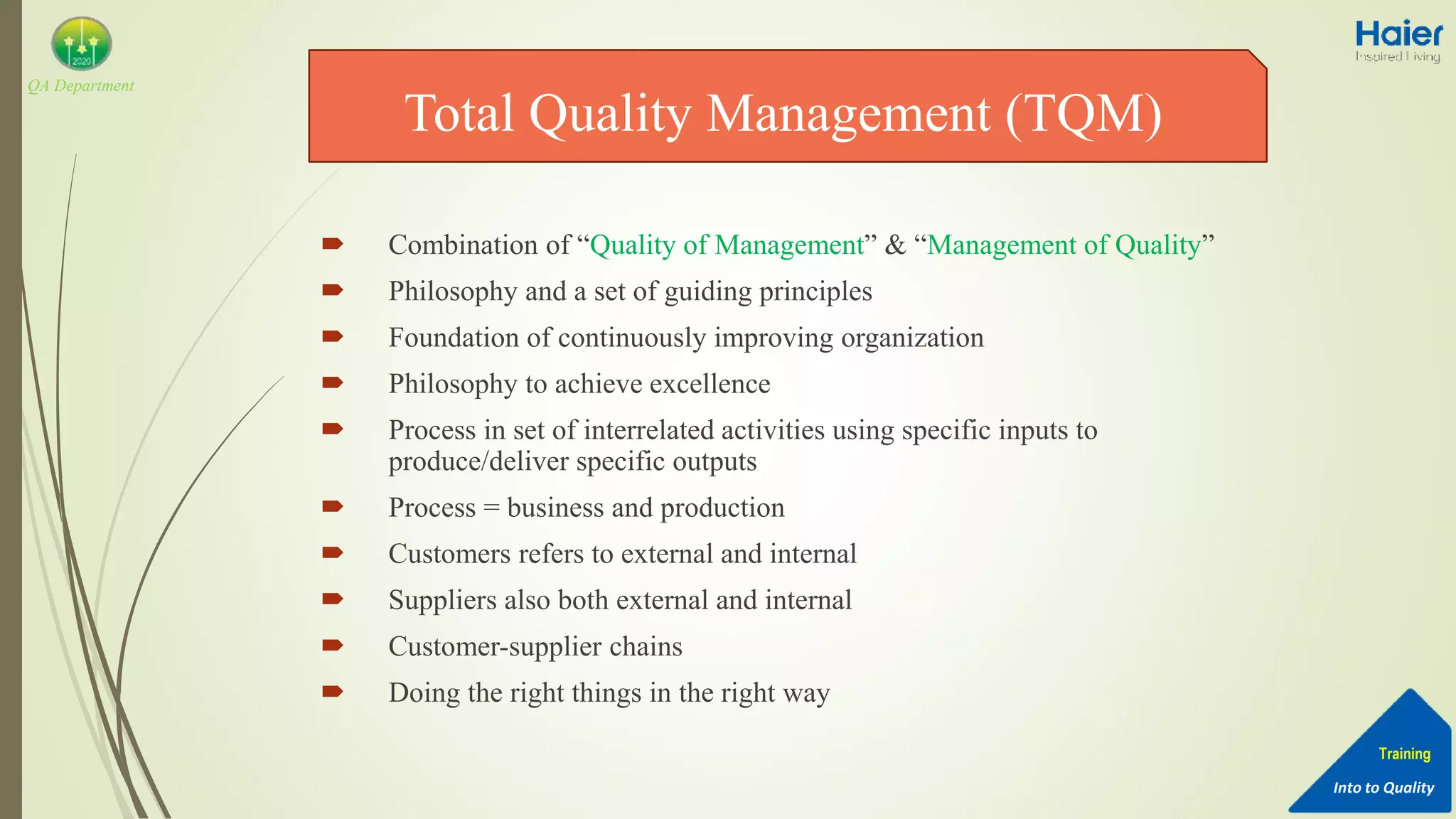 Introduction to Quality (Training for Beginners) | PPTX