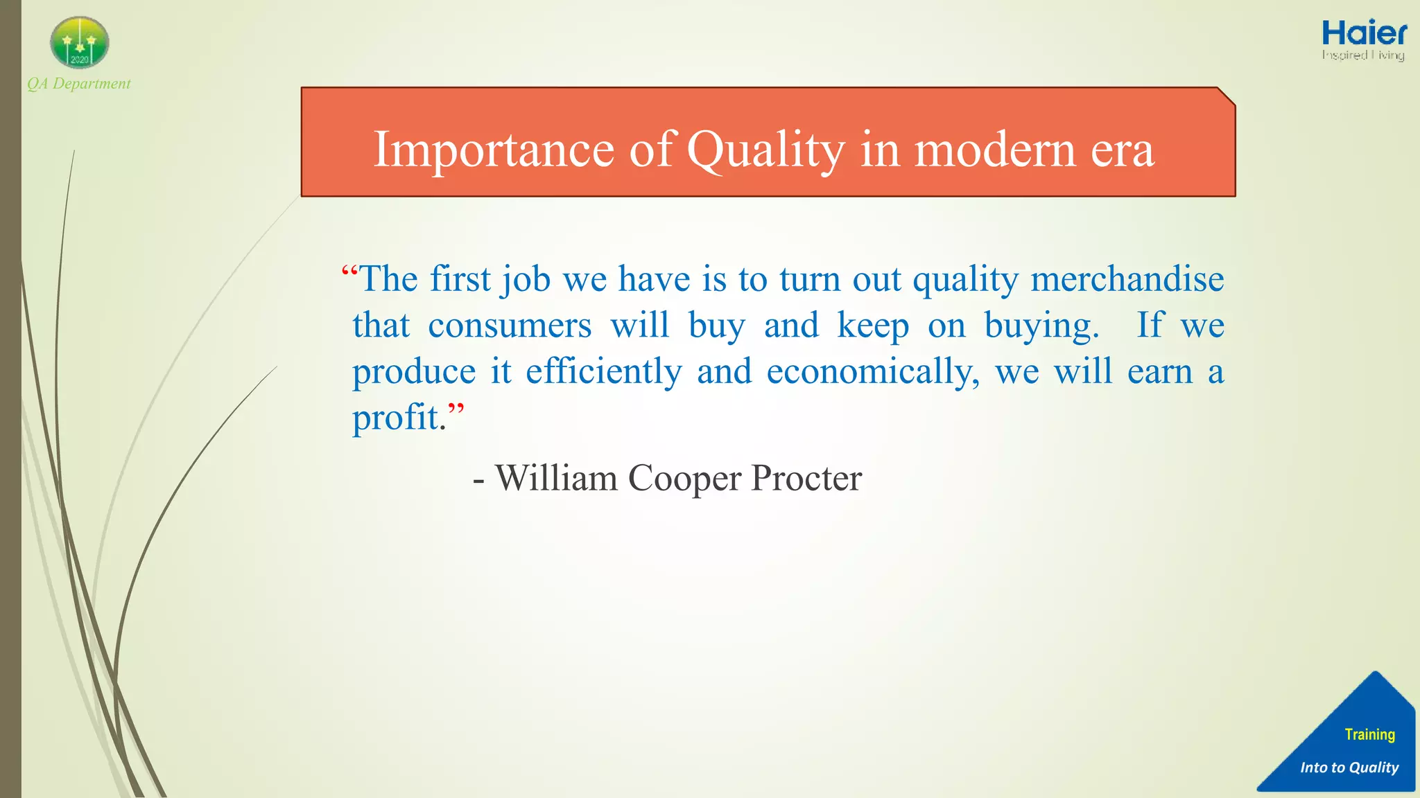 Introduction to Quality (Training for Beginners) | PPTX