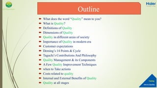 Introduction to Quality (Training for Beginners) | PPTX