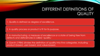 Introduction to quality and total quality management1 | PDF