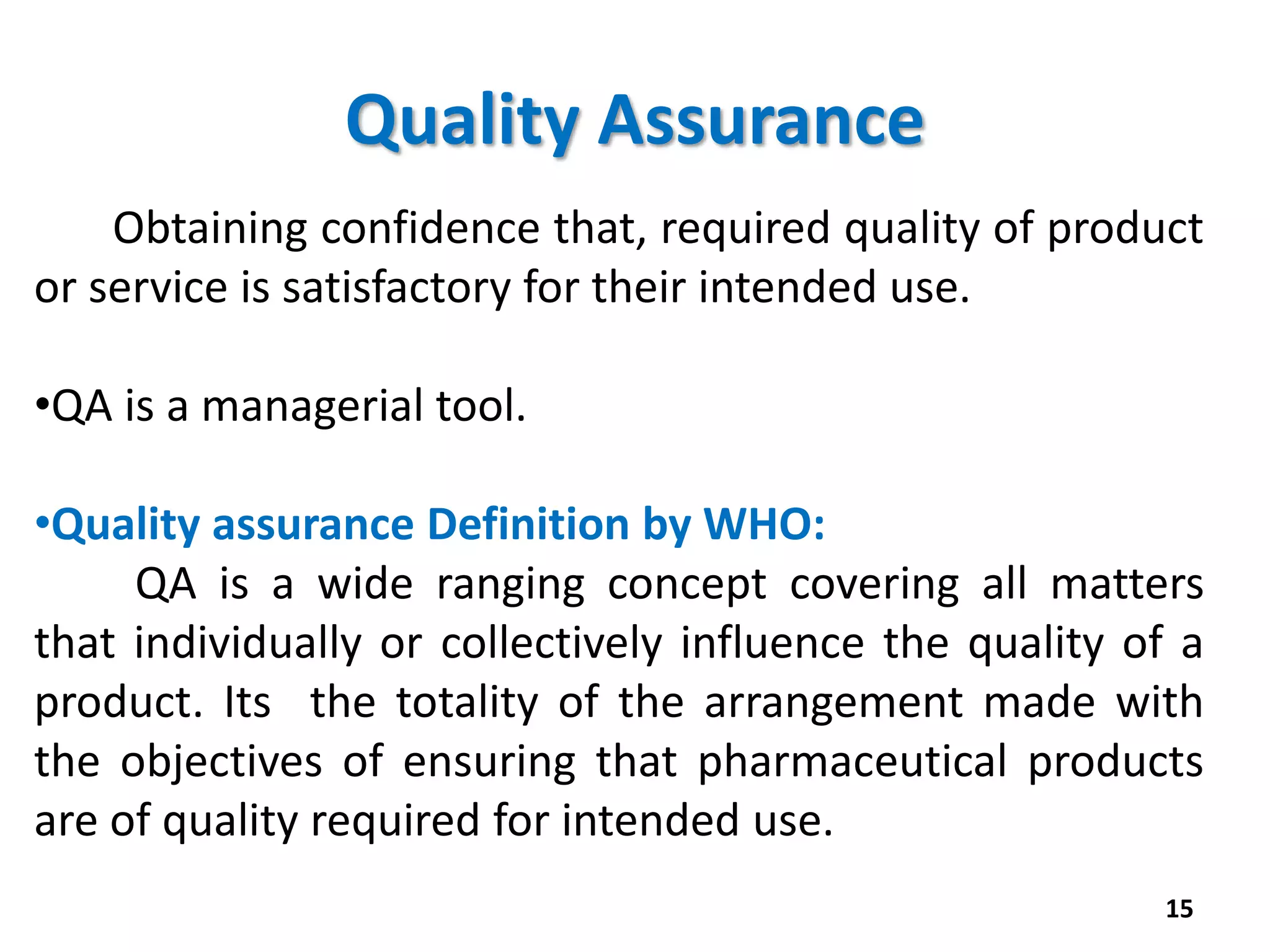 Introduction to quality assurance and qualtiy control | PPTX