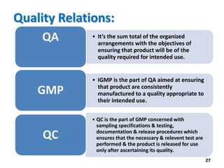Introduction to quality assurance and qualtiy control | PPTX
