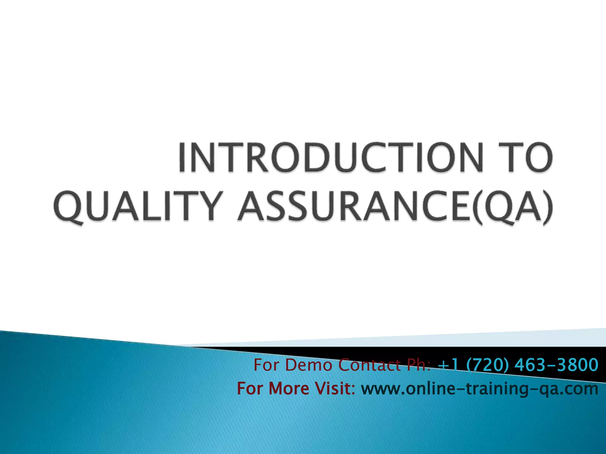Introduction to quality assurance(qa) | PPTX