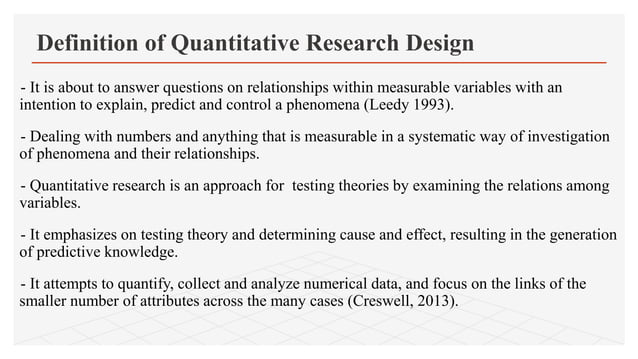 Introduction to quantitative research design | PPT