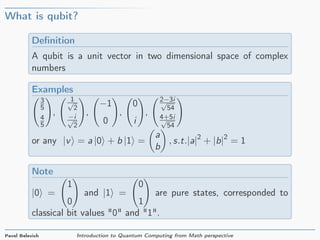 Introduction to Quantum Computing from Math perspective | PDF
